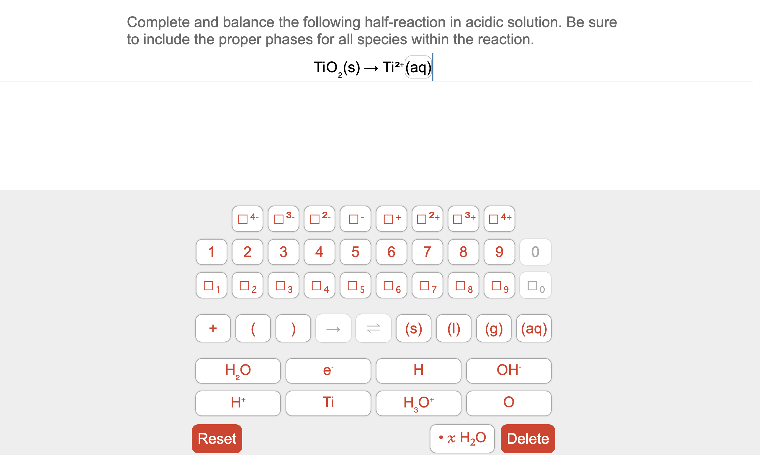 Solved Complete and balance the following half-reaction in | Chegg.com
