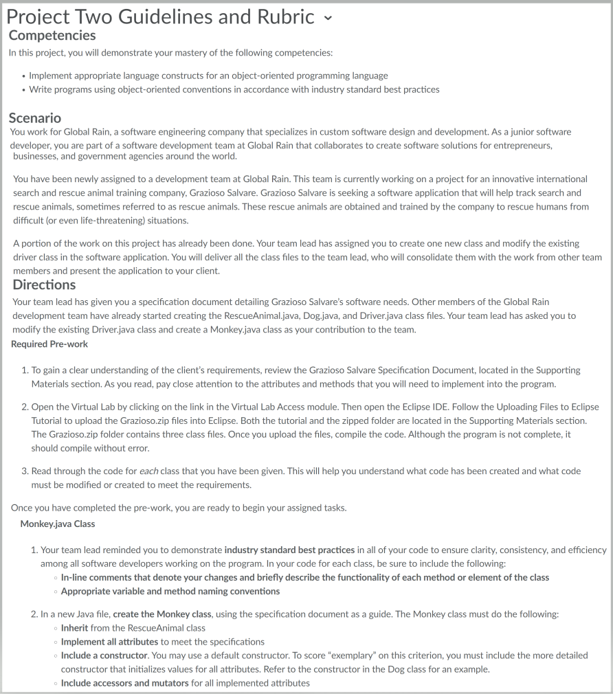 Project Two Guidelines and Rubric Competencies In | Chegg.com