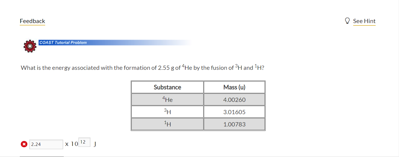 Solved Feedback See Hint COAST Tutorial Problem What is the | Chegg.com