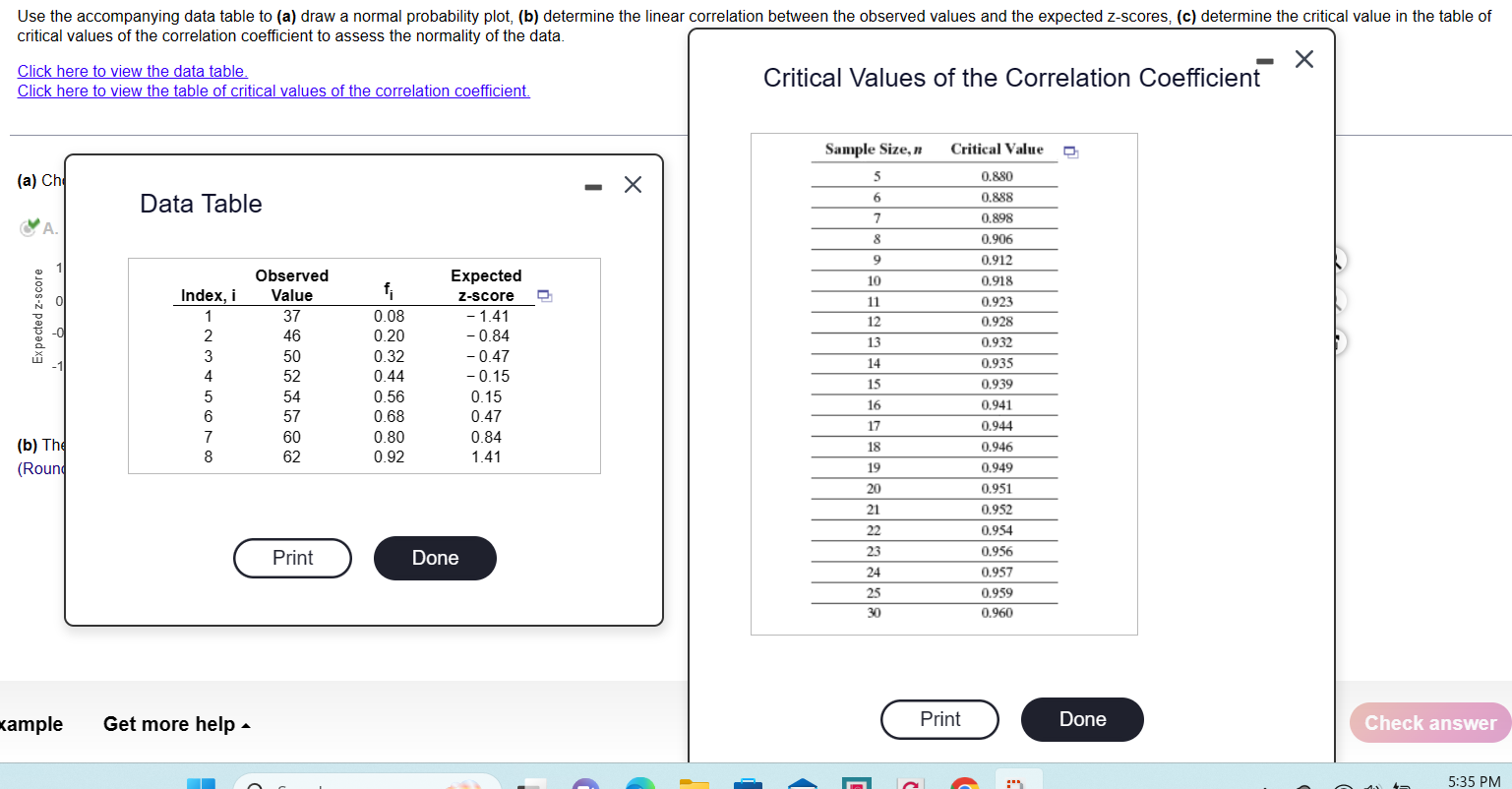 w the data table Critical Values of the Correlation | Chegg.com