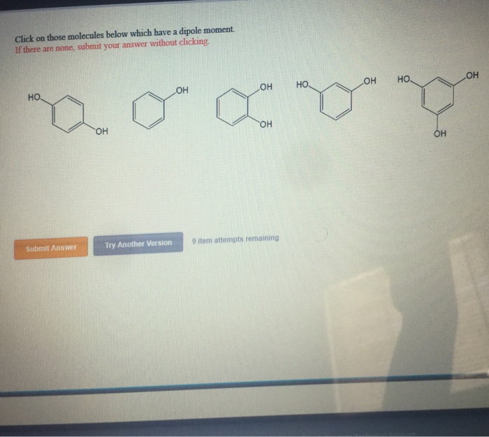 Solved Click on those molecules below which have a dipole | Chegg.com