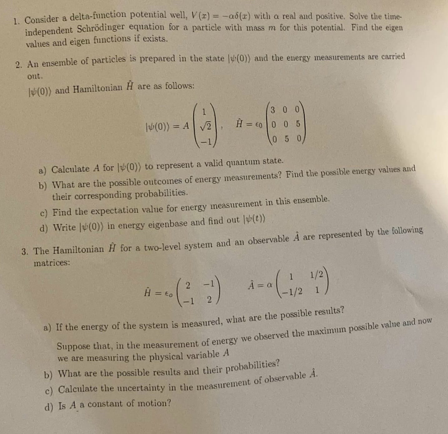 Solved Consider a delta-function potential well, V(x)=-αδ(x) | Chegg.com
