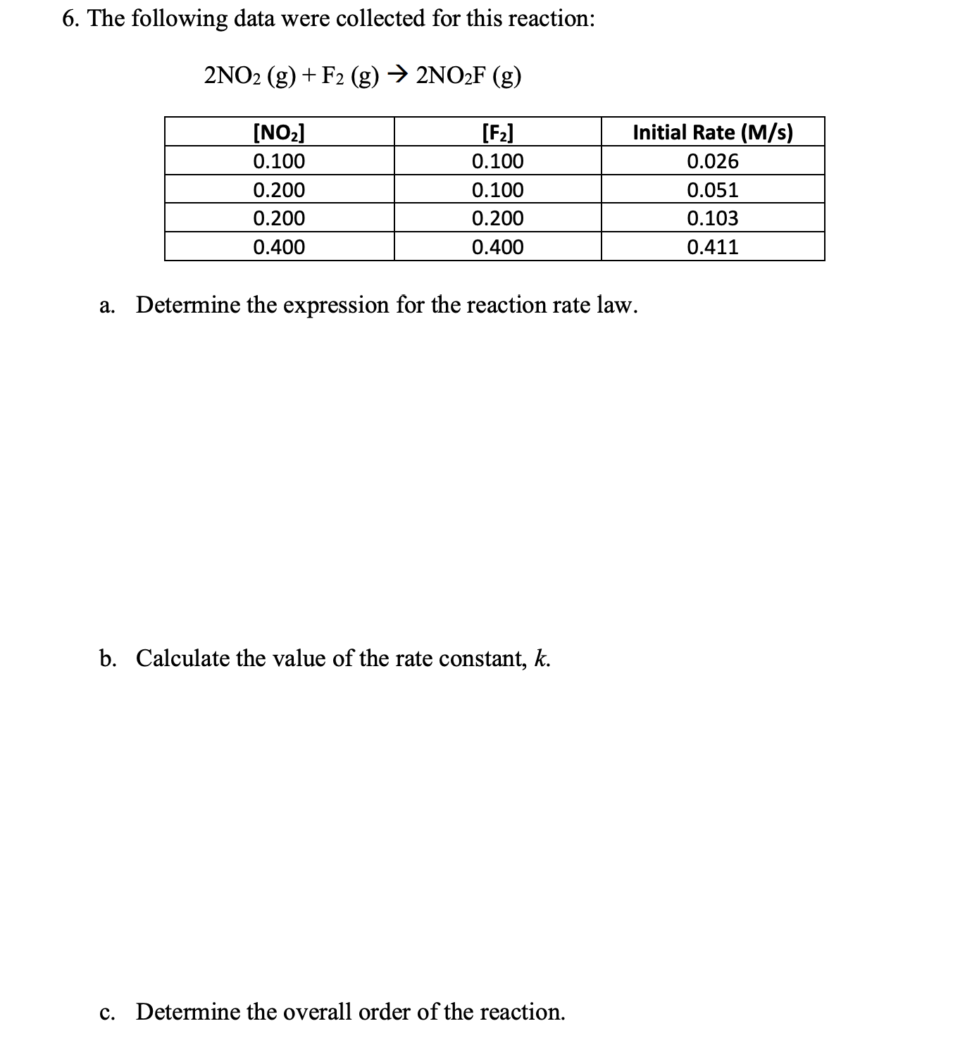 Solved 6. The following data were collected for this | Chegg.com