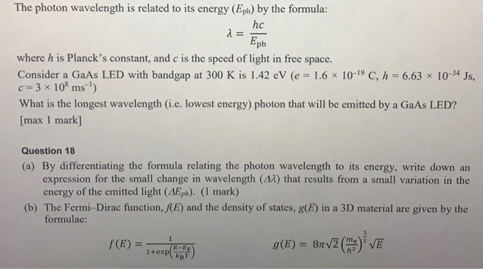 Energy Of A Photon Formula