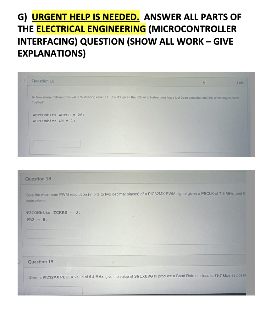 Solved G) URGENT HELP IS NEEDED. ANSWER ALL PARTS OF THE | Chegg.com