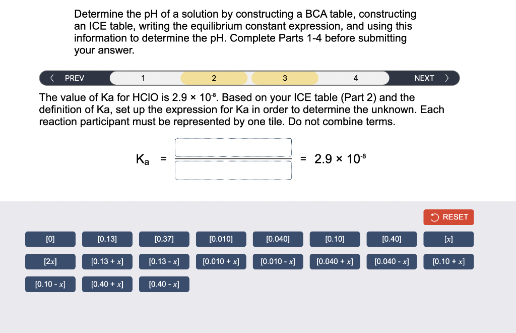 Solved Determine the pH of a solution by constructing a BCA | Chegg.com