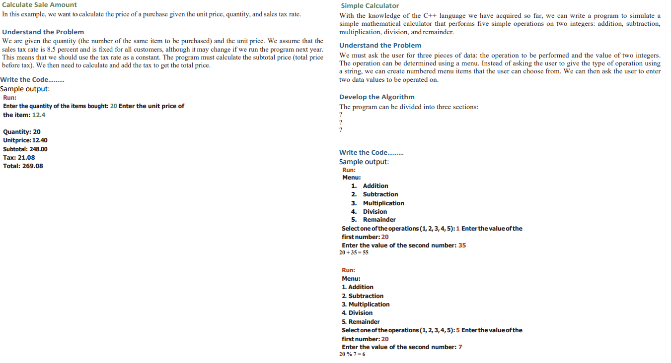 Solved Calculate Sale Amount In this example, we want to | Chegg.com