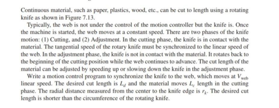 Solved Continuous material, such as paper, plastics, wood, | Chegg.com