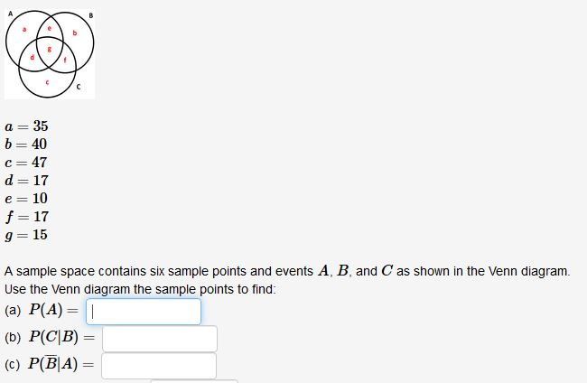 Solved d=17 e=10 f = 17 9= 15 A sample space contains six | Chegg.com