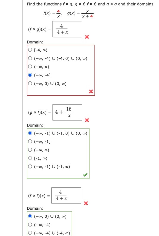 Solved Find the functions f ∘ g, g ∘ f, f ∘ f, and g ∘ g and | Chegg.com