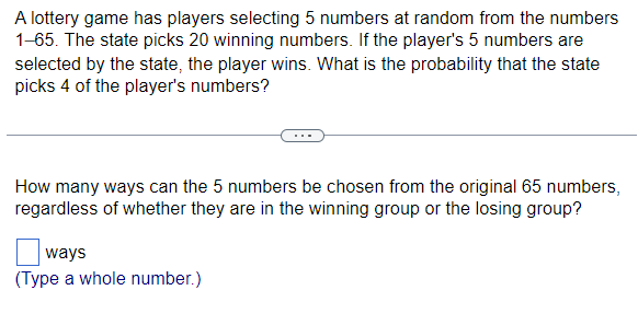 Solved A lottery game has players selecting 5 numbers at | Chegg.com