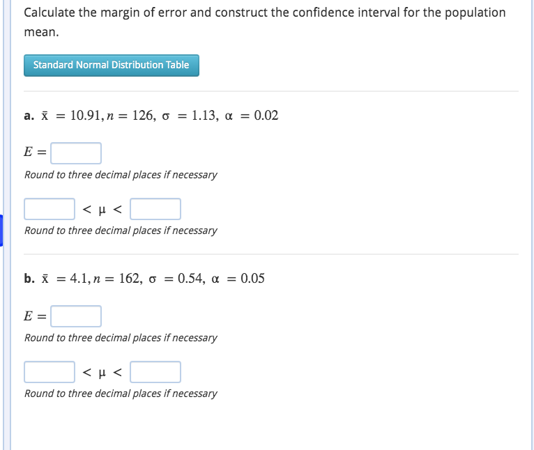 Solved Calculate the margin of error and construct the | Chegg.com