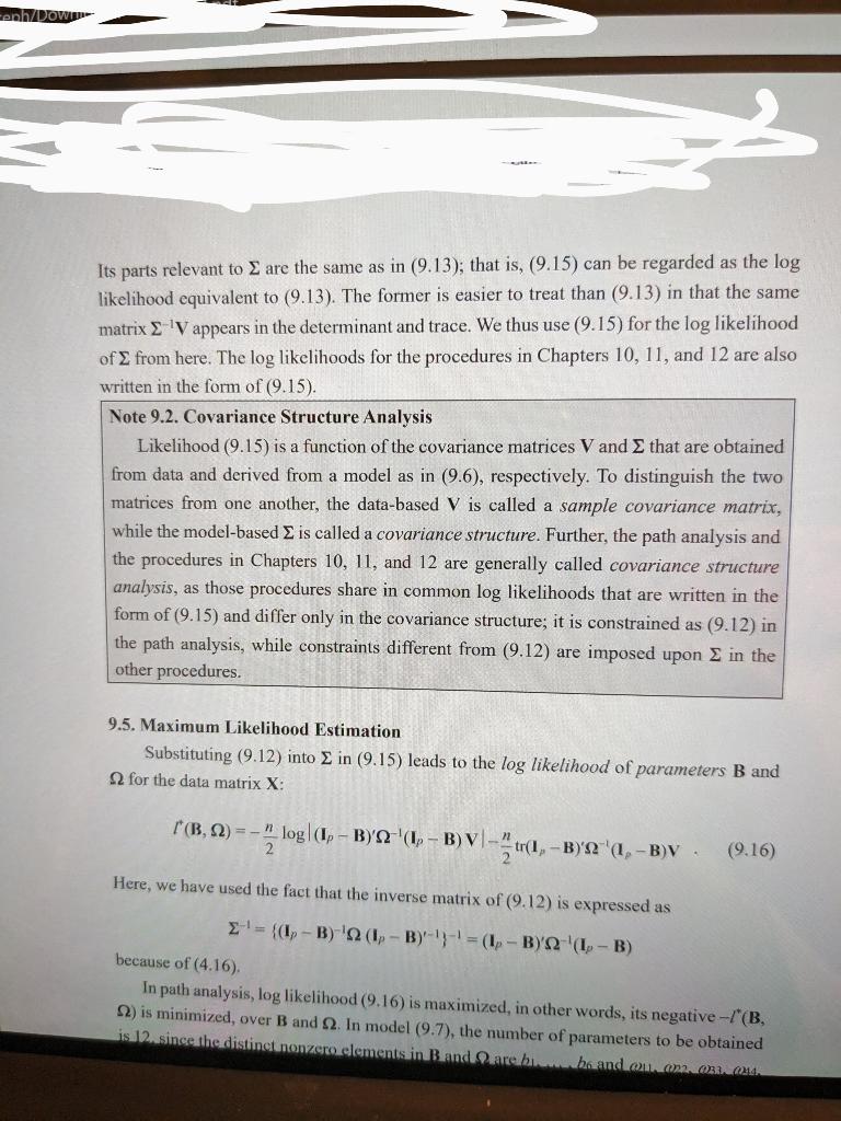 Solved 9.6. Estimafed Covariance Structure For the data set | Chegg.com