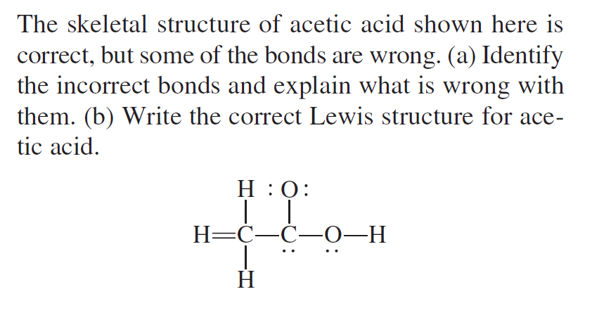 Solved The skeletal structure of acetic acid shown here is | Chegg.com