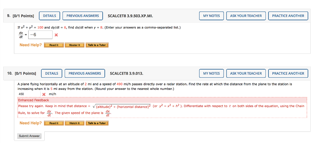 Solved 9. [0/1 Points) DETAILS PREVIOUS ANSWERS SCALCET8 | Chegg.com