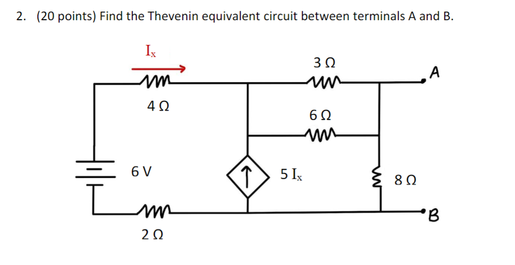 Solved 2. (20 points) Find the Thevenin equivalent circuit | Chegg.com
