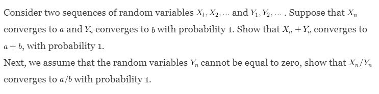 Solved Consider two sequences of random variables X1, X2.... | Chegg.com