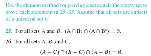 Solved Use the element method for proving a set equals the | Chegg.com