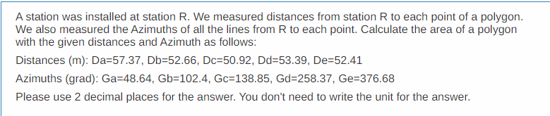 Solved A station was installed at station R. We measured | Chegg.com