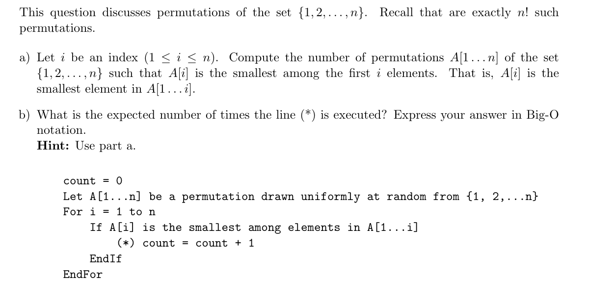 Solved This question discusses permutations of the set {1, | Chegg.com