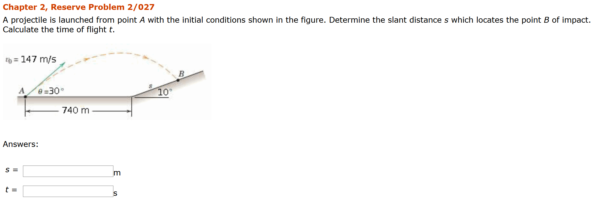 Solved A projectile is launched from point A with the | Chegg.com