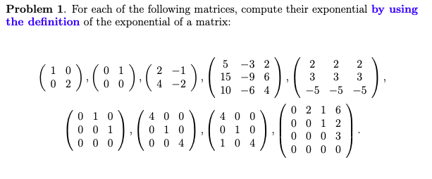 Solved Problem 1. For each of the following matrices, | Chegg.com