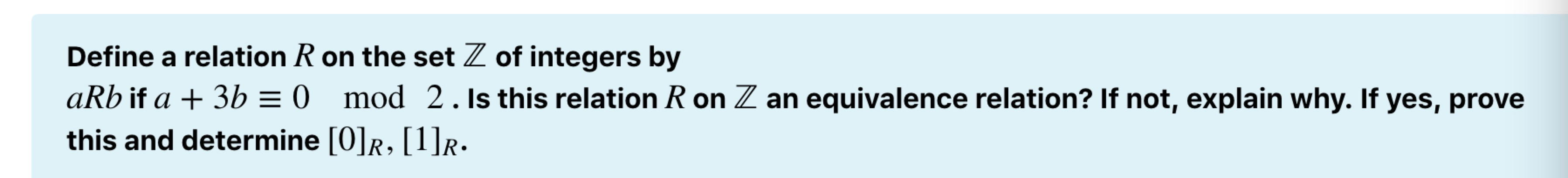 Solved Define a relation R on the set Z of integers by aRb | Chegg.com