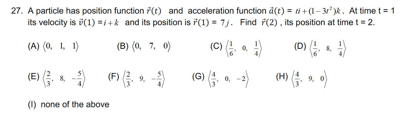 Solved 7. A particle has position function r(t) and | Chegg.com