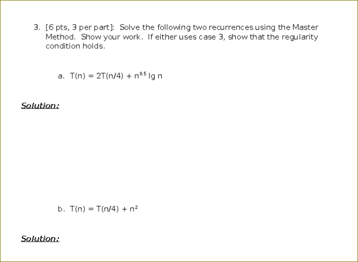 Solved [6 ﻿pts, 3 ﻿per part]: Solve the following two | Chegg.com