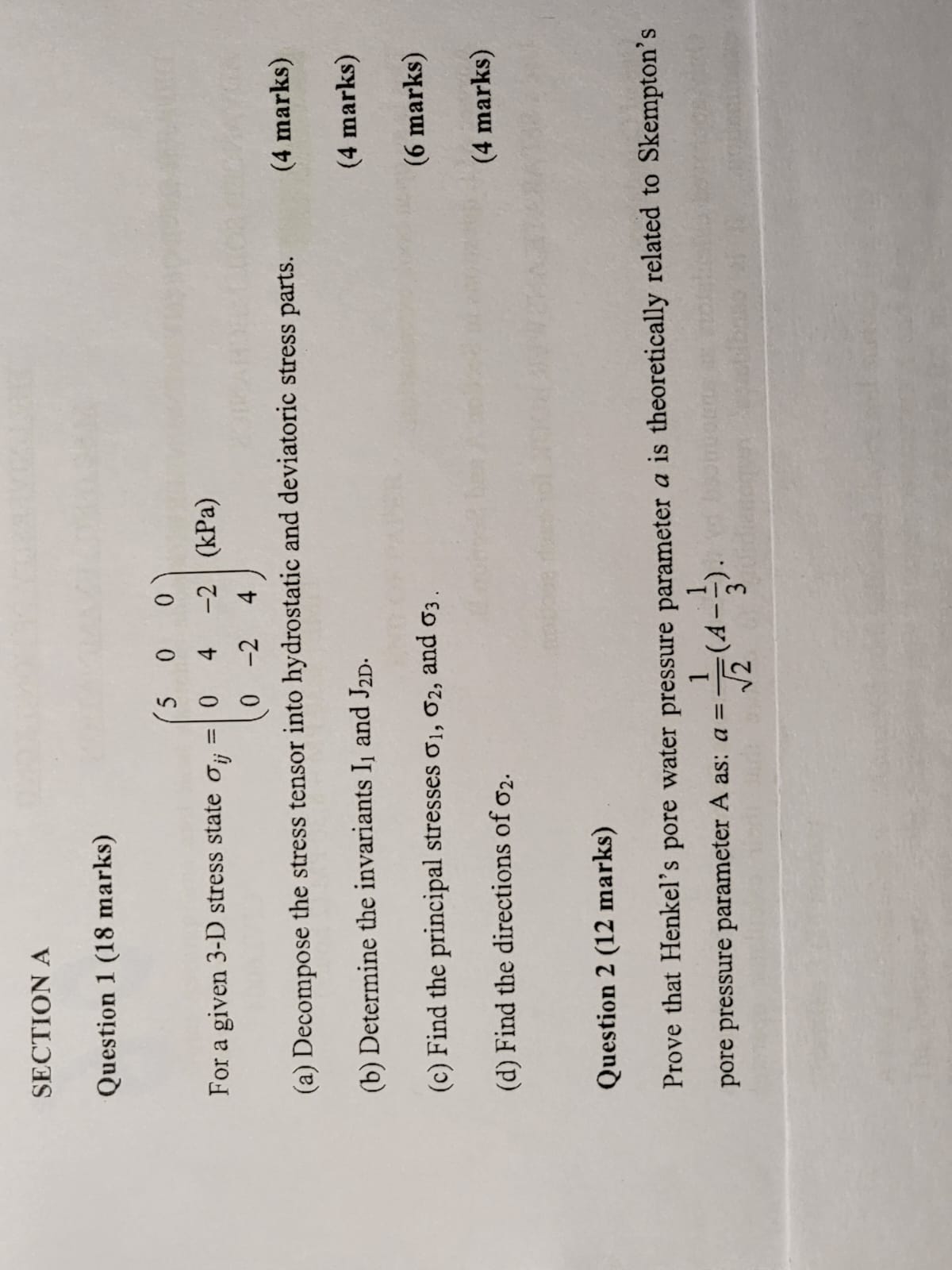 Solved SECTION A Question 1 (18 marks) For a given 3-D | Chegg.com