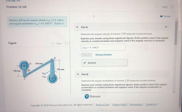 Solved Determine the angular acceleration of member CB | Chegg.com