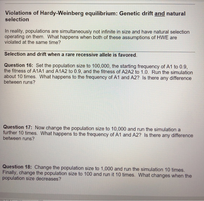 Violations of Hardy-Weinberg equilibrium: Genetic | Chegg.com