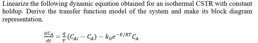 Solved Linearize the following dynamic equation obtained for | Chegg.com