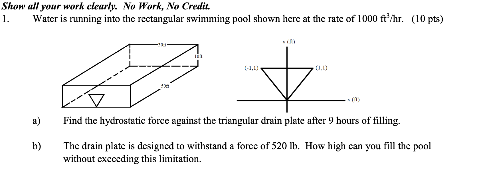 Solved Show all your work clearly. No Work, No Credit. Water | Chegg.com