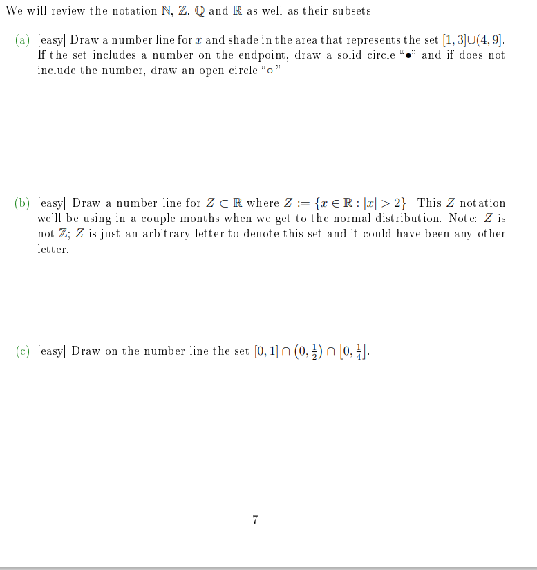 Solved We will review the notation N, Z, Q and R as well as | Chegg.com