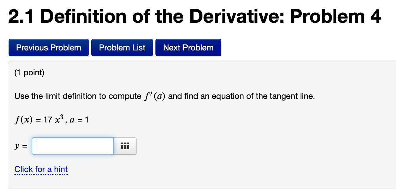 Solved 2.1 Definition of the Derivative: Problem 4 Previous | Chegg.com