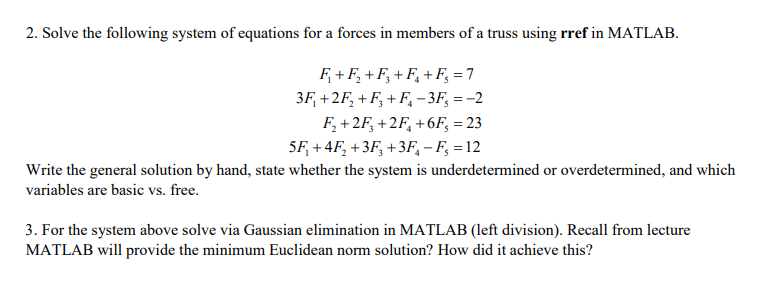 Solved 2. Solve the following system of equations for a | Chegg.com