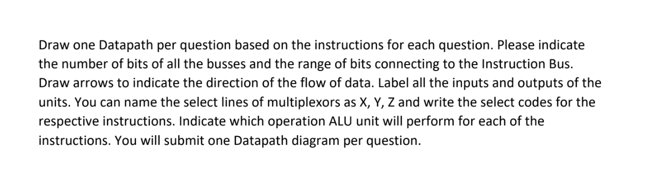 Solved Draw one Datapath per question based on the | Chegg.com