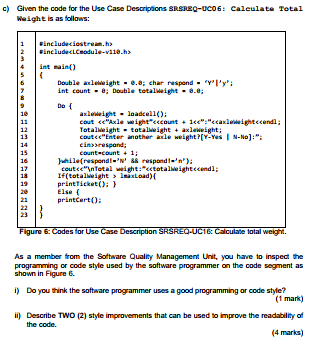 Solved c) Given the code for the Use Case Descriptions | Chegg.com