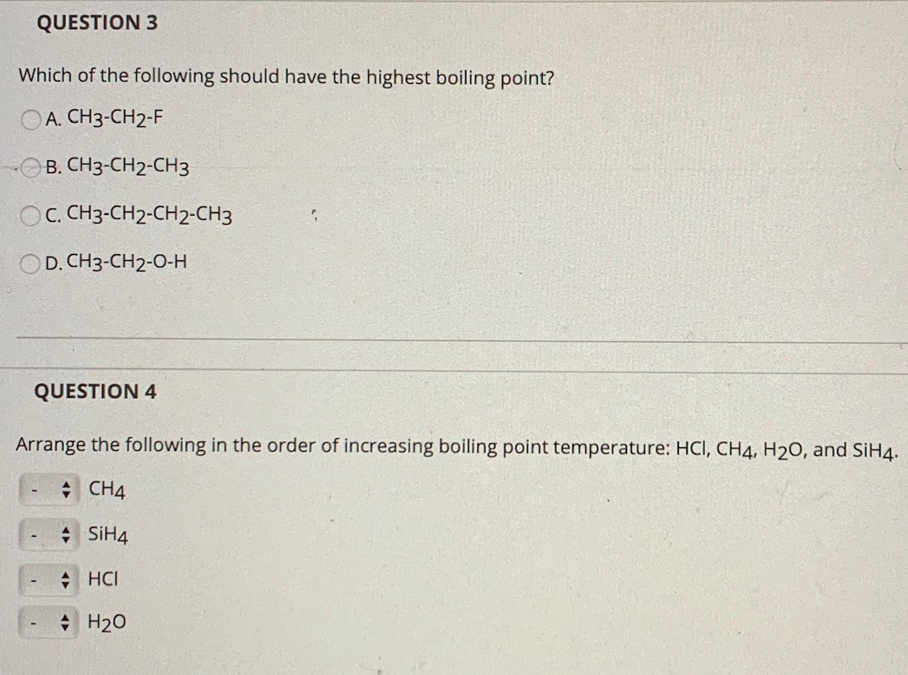 Solved QUESTION 3 Which of the following should have the | Chegg.com