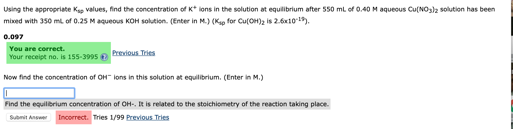 Solved Using the appropriate Ksp values, find the | Chegg.com