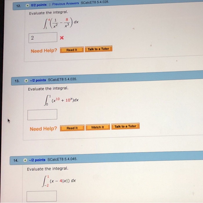 Solved 12. 0/2 points | Previous Answers SCalcET8 5.4.028 | Chegg.com
