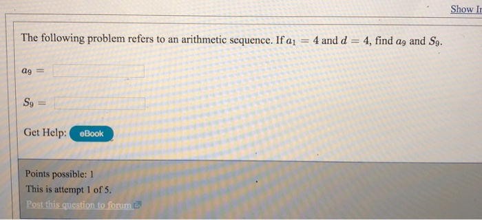 Solved Show It The following problem refers to an arithmetic | Chegg.com