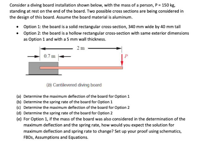 Solved Consider a diving board installation shown below, | Chegg.com