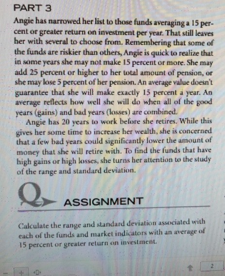 PART 3 Angie has narrowed her list to those funds | Chegg.com