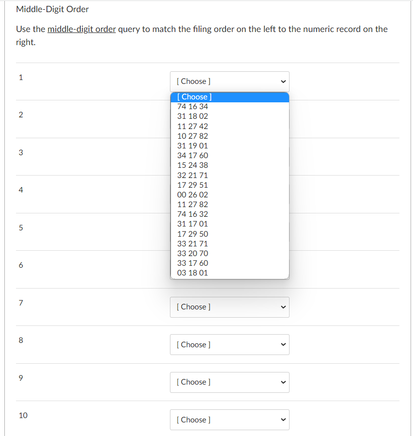 Terminal-Digit Order Use the terminal-digit order | Chegg.com