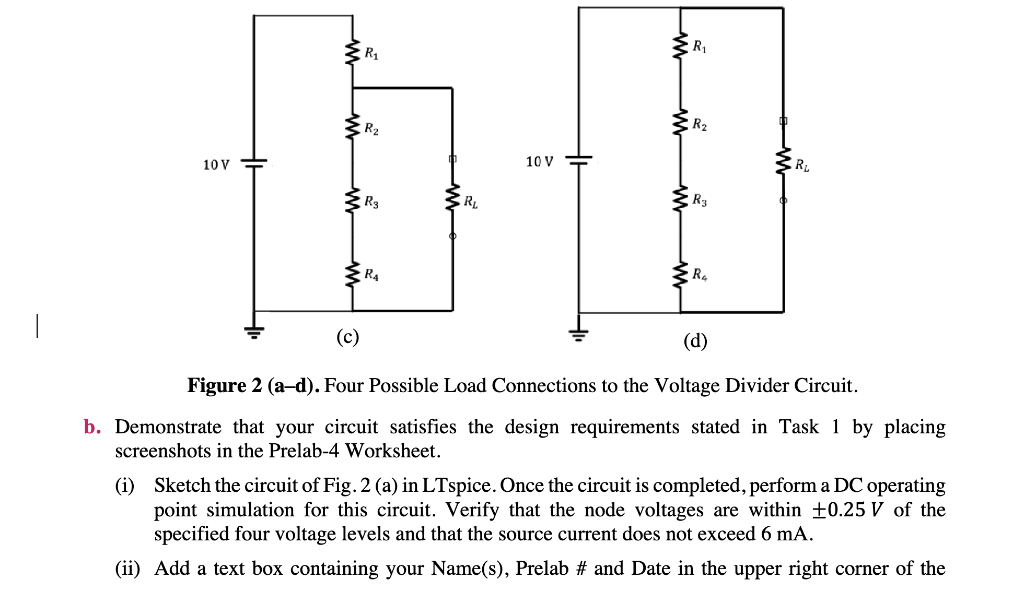 Solved Task 1. Design Voltage Divider Circuit a. Using a | Chegg.com
