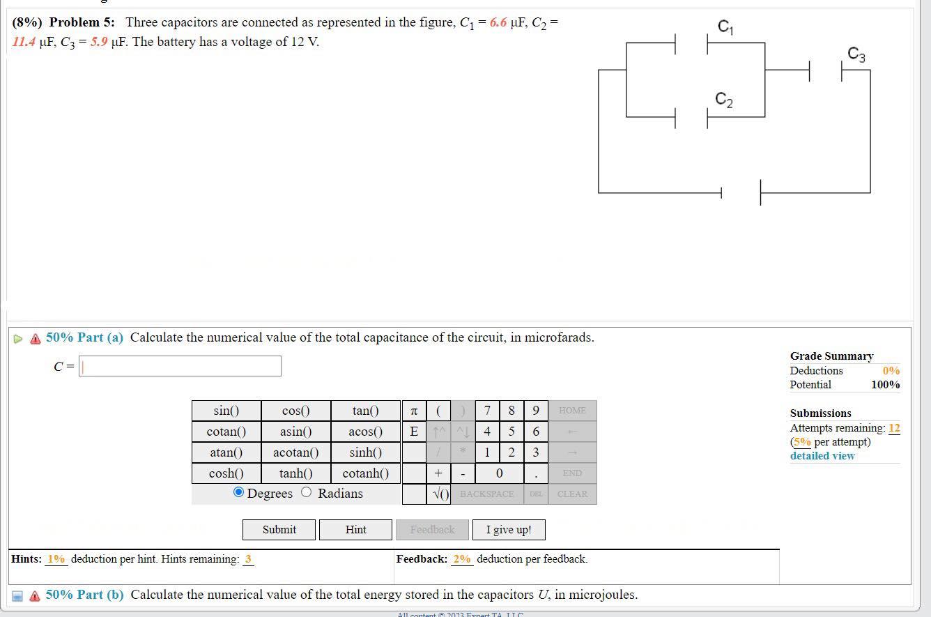 Solved (8\%) Problem 3: Suppose you have the 7.87μF | Chegg.com
