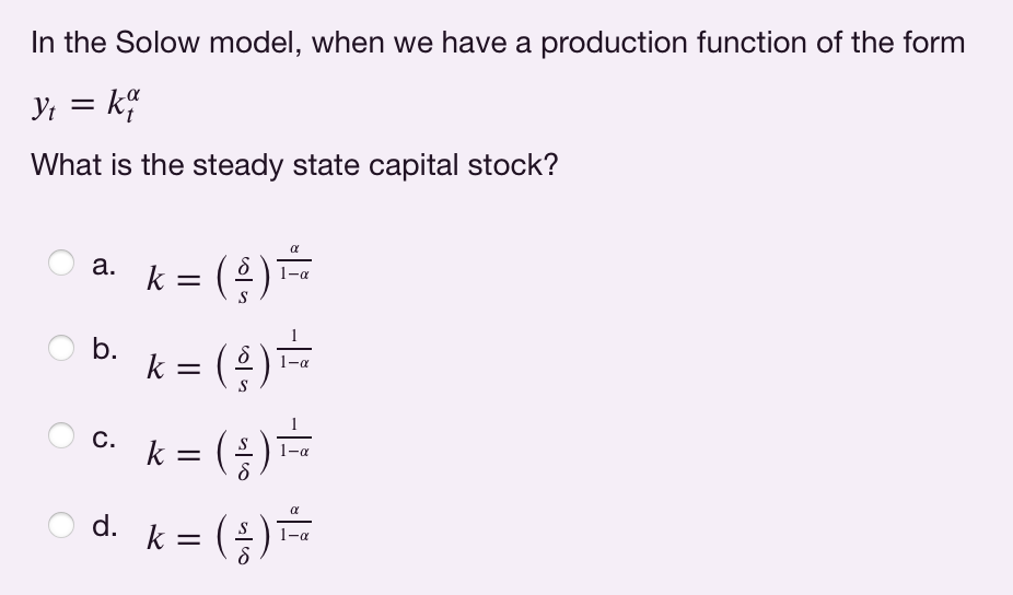 Solved In the Solow model, when we have a production | Chegg.com