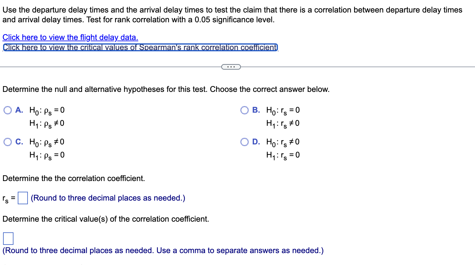 Solved Use the departure delay times and the arrival delay | Chegg.com